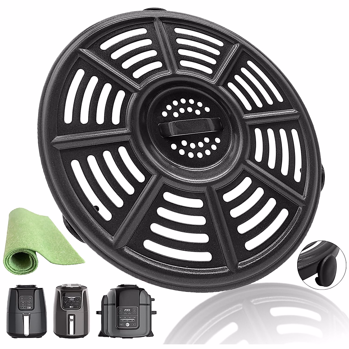 Gtiyzfae 8.2IN Air Fryer Crisper Tray for Ninja AF101 4QT AF161 AF150 XL 5.5QT Air Fryers, Premium Nonstick Air Fryer Grill Crisper Plate Pan Grate Insert Rack for Ninja FD302 Foodi Pressure Cooker