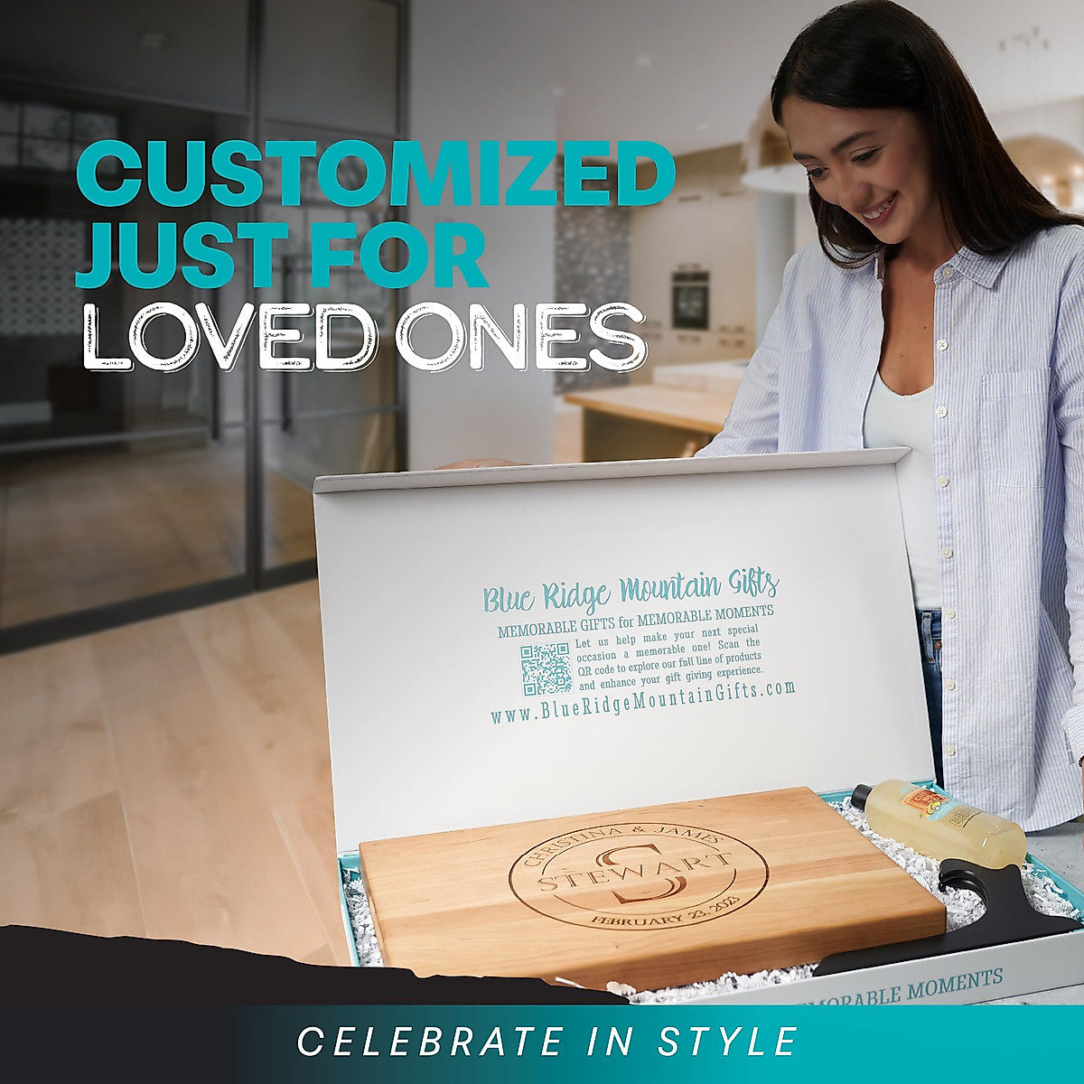 Blue Ridge Mountain Gifts Personalized Wood Cutting Board - Laser Engraved Custom Chopping Boards - Elegant Gift for Wedding, Anniversary, Housewarming, Couples - Unique Present - Durable Kitchen Tool