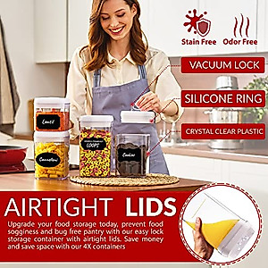 Airtight Food Storage Containers - Set of 4PC Kitchen & Pantry Organization Storage Container with Easy Lock Lids for Cereal, Flour, Sugar & Dry Food Plastic Stackable Canisters (White) 1.8gal/6.7L