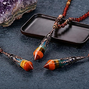 GEHECRST Natural 7 Chakra 108 Mala Prayer Beads Necklace with Reiki 12 Faceted Healing Crystal Pointed Pendant Multilayer 6mm Gemstones Beads Bracelet Mens Women Jewelry for Meditation, Protection