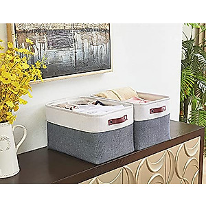 MeCids Storage Bins - 3-Piece Packs Collapsible Fabric Large Storage Baskets Bins - Organizers and Storage for Closet Shelves, Toy, Office, Nursery – Large, Medium & Small Sizes