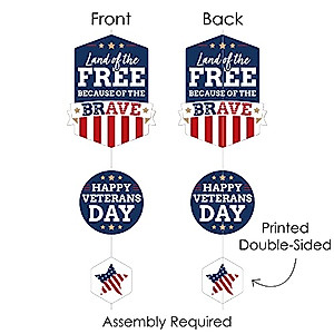 Big Dot of Happiness Happy Veterans Day - Patriotic DIY Dangler Backdrop - Hanging Vertical Decorations - 30 Pieces