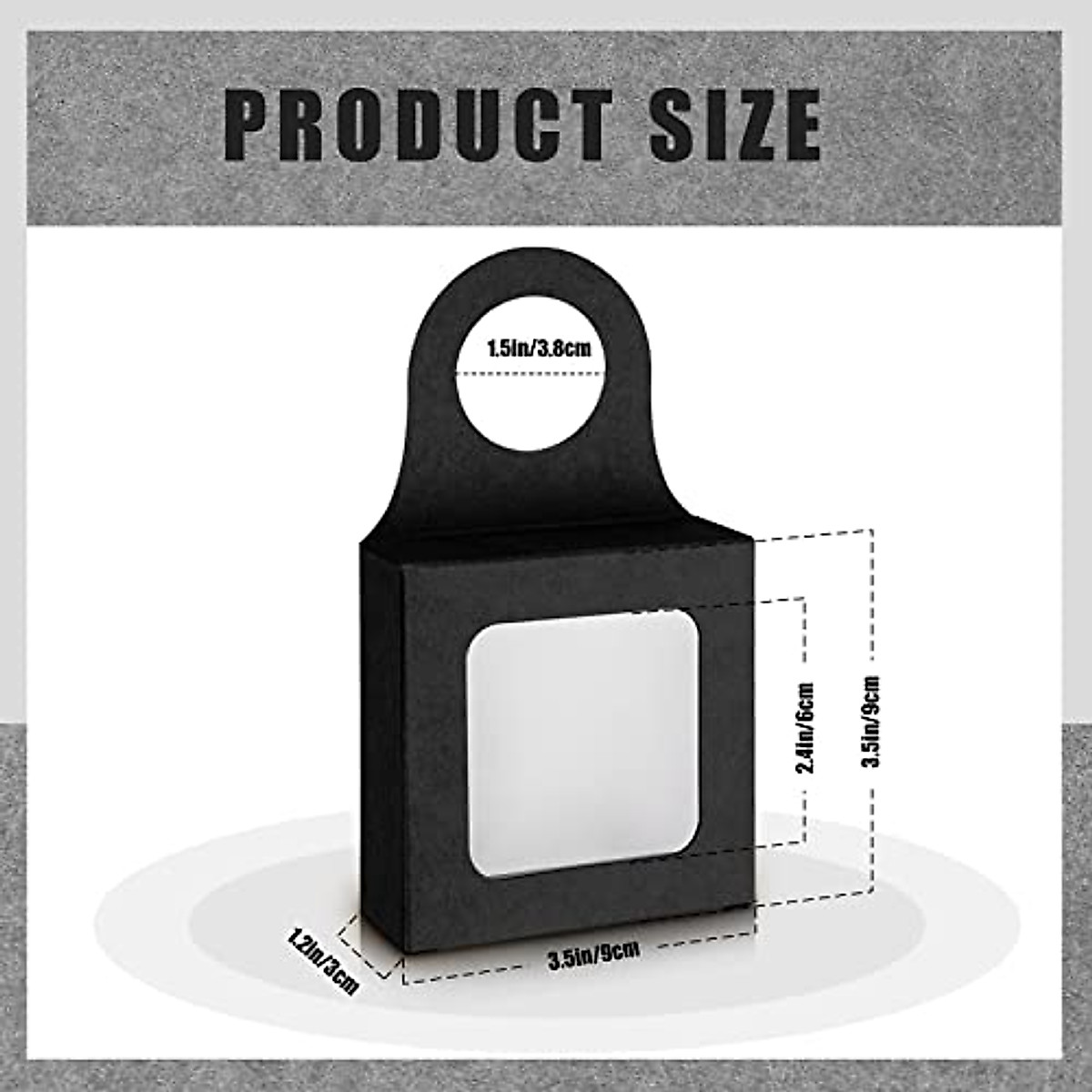 25 Count Kraft Paper Wine Bottle Box with Window Hanging Foldable Gift Boxes Wine Boxes for Gifts Empty Wine Bottles for Decoration Bottle Hanger Favor Box (Black, 3.5 x 3.5 x 1.2 Inches)