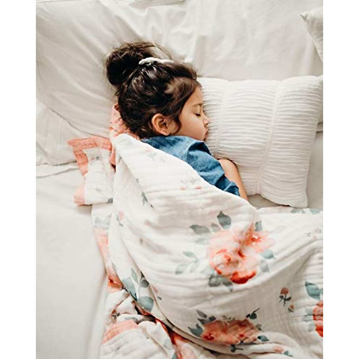 Bebe au Lait Oh So Soft Muslin Snuggle Blanket - Rosy and Dewdrops