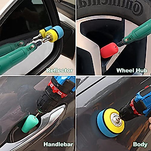 POLIWELL 1 Inch&3 Inch Mini Polishing Pads, Include 1’’&3’’Buffing Pads Kit, 6 Detailing Polishing Sponge, 18 Pcs for Polishing and Waxing of Tight Detail Area