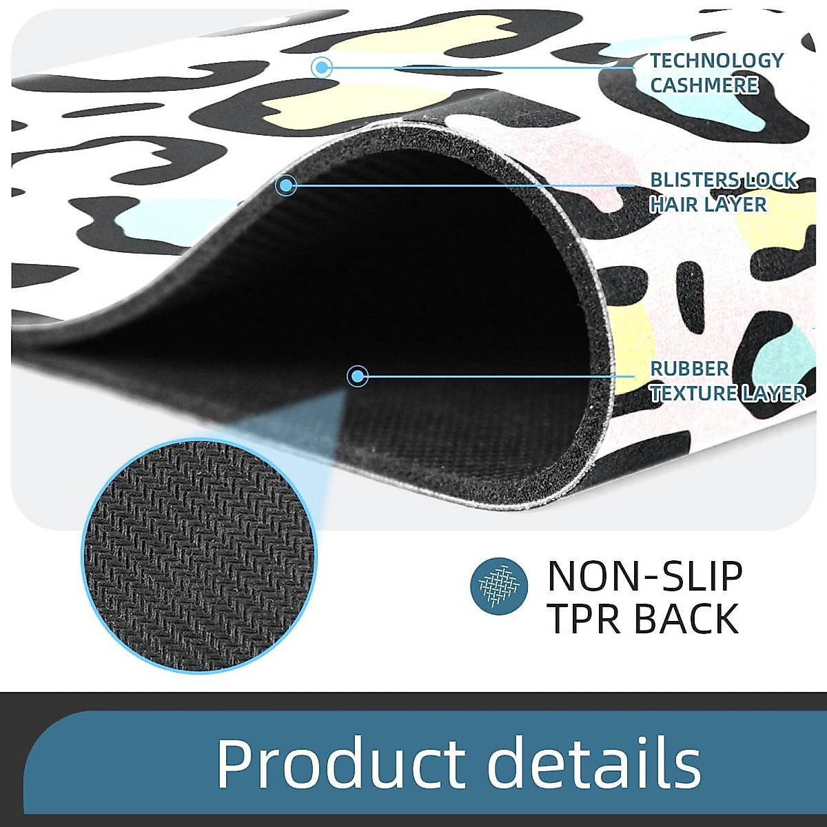 VBFOFBV Bathroom Rugs Absorbent Bath Mats for Bathroom Kitchen Bath Rugs Indoor Outdoor Area Rugs, Pink Leopard Print Lovely Kawaii