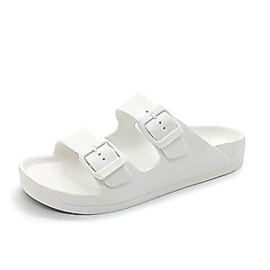 Luffymomo Adjustable Slip on Eva Double Buckle Slides for Mens (10 M US White)