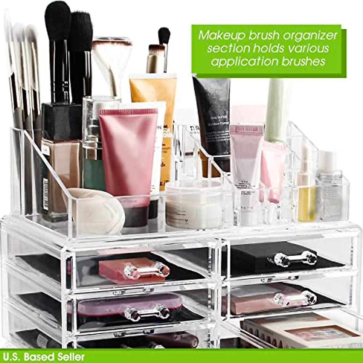 7Penn Extra Large Makeup Organizer Stand - 4pc Stackable Make Up Organizers and Storage for Vanity and Bathroom Counters