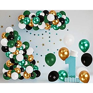 2023 New Year Decorations Green and Black Balloon Garland Kit Gold and Green Balloons White Balloon for Jungle Wedding Engagement Party Baby Shower Safari Birthday Party Decors