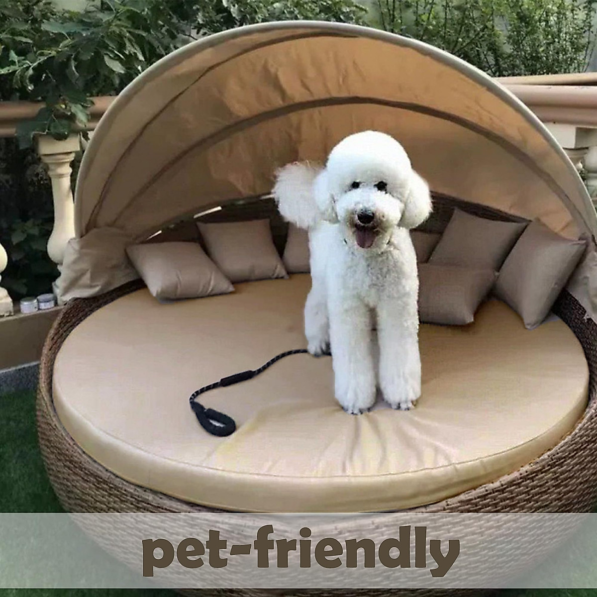 Sqodok Outdoor Daybed Cushion Cover 66" Patio Daybed Cushion Cover Waterproof with Elastic Band Outdoor Round Daybed Cushion Cover Replacement, Cover ONLY, Tan