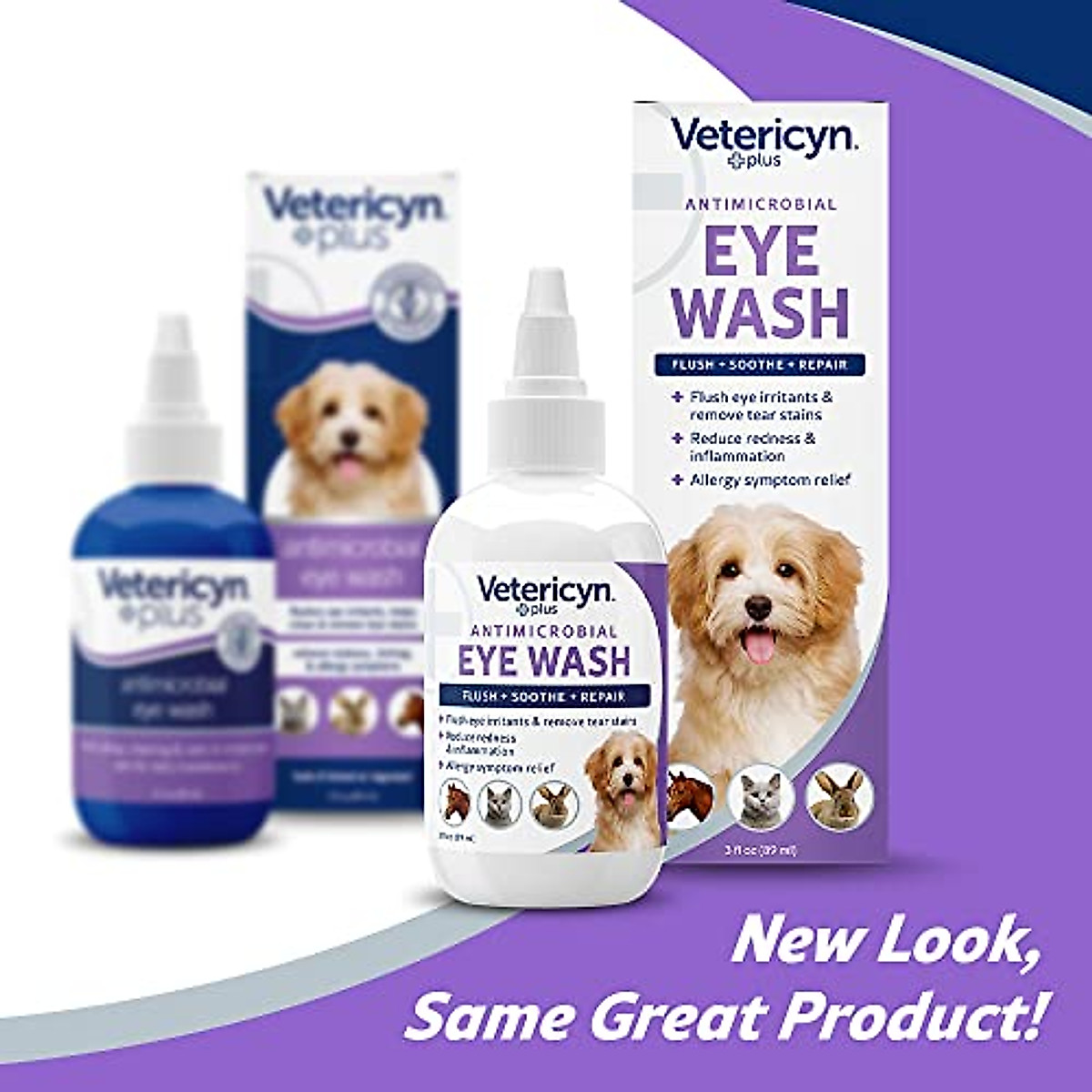 Vetericyn Plus Dog and Cat Eye Wash | Eye Drops for Dogs and Cats to Flush and Soothe Eye Irritations, Dog Tear Stain Cleaner, Safe for All Animals. 3 ounces