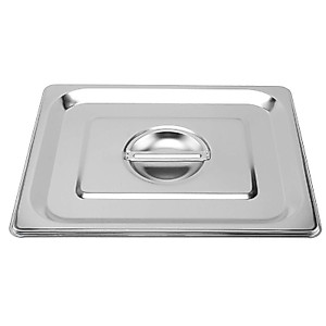 JAPCHET 4 Pack 1/2 Size Stainless Steel Steam Table Lid, Steam Table Pan Lids with Handle Hotel Pan Cover for Kitchen, Hotel, Restaurant and Party, Silver
