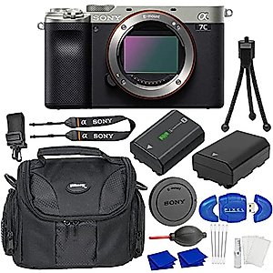 Sony Alpha a7C Mirrorless Digital Camera Bundle with Extra Battery, Gadget Bag, Card Reader, Starter Kit, Blower & Microfiber Cloth