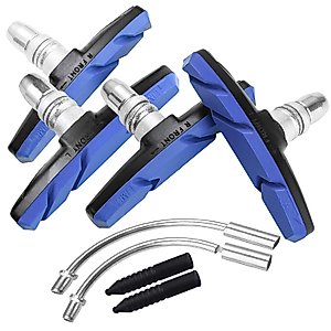 BASEEING Bike Brake Pads Brake Kit Brake Shoes Pads Cable Guide Protector 8 in One 70mm Bicycle V-Brake Pad Set Work with All Shimano Sram MTB V-Brake System 2pairs(4pcs) (Blue)