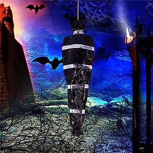 Nchampionba Halloween Decorations Dead Victim Props - Scary Fake Corpse in Bag Hallowmas Outdoor Prop Creepy Haunted House Decor (Requires Assembly), Black