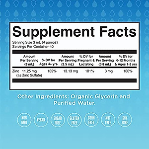 Zinc Supplements for Immune Support | Ionic Zinc for Kids & Adults | Liquid Zinc Supplement | 40 Day Supply | Zinc Sulfate | Skin Care Supplement | Vegan | Non-GMO | Gluten Free | 40 Servings