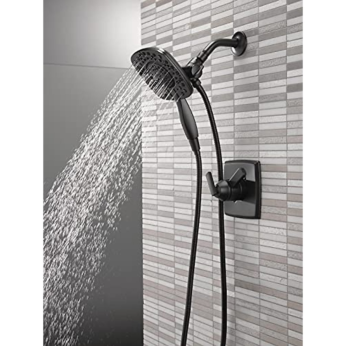Delta Faucet Ashlyn 17 Series Dual-Handle Delta Shower Trim Kit with In2ition 2-in-1 Shower Head with Handheld Spray, Matte Black Shower Fixture, Matte Black T17264-BL-I (Valve Not Included)