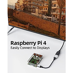 CLAVOOP Micro HDMI to HDMI Adapter, HDMI 2.0 Female to Micro HDMI Male Cable Adapter 4K@60Hz HDR 3D 18Gbps Compatible for Raspberry Pi 4 GoPro Black Hero7 Camera 7R A6000 B500 - Grey