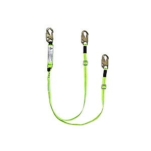 SafeWaze FS561-AJ Adjustable Energy Absorbing Lanyard, Double Lock Snap Hooks, Dual Leg, 4' to 6'