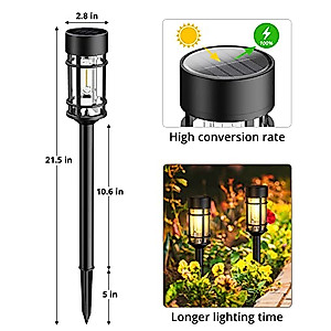 ILANCK Solar Pathway Lights 8 Pack, Bright Solar Lights Outdoor Waterproof IP65, LED Solar Garden Lights Metal Landscape Lighting for Yard, Lawn, Driveway…