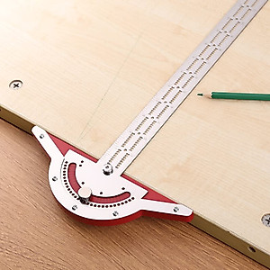 T-Type Woodworkers Edge Rule, 0-70°Adjustable Edge Angle Measure Tool,Stainless Steel Scriber Measuring Caliper for Student Drawing and Woodworkers Build Furniture (20 inch)