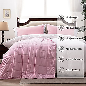 Vhorate Weighted Blanket 48" x 72" 15 lbs Cooling Weighted Throw Ultra Soft Heavy Blankets with Glass Beads - Pink