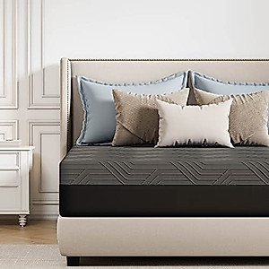 EGOHOME 10 Inch Queen Mattress, Copper Gel Memory Foam Mattress in a Box, Therapeutic Mattress for Back Pain Relief, Medium Double Mattress Made in USA, CertiPUR-US Certified, 60”x80”x10”, Black