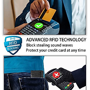 Pop Up Wallet Smart Wallet For Men,Stealth RFID Blocking Mens Credit Card Holder,Aluminum Trifold Leather Wallets With ID Window,Front Pocket Compact Wallet For Men And Women(Carbon Fiber Black)