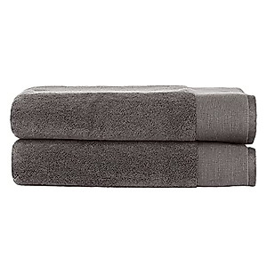 Nate Home by Nate Berkus 100% Cotton Terry 2-Piece Extra Large Bath Sheet Towel Set | 608 GSM, Ultra Soft, Thick Absorbent Towels for Bathroom from mDesign - Set of 2, Charcoal (Dark Gray)