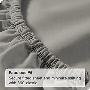 Bare Home 100% Organic Cotton Queen Sheet Set - Crisp Percale Weave - Lightweight & Breathable - Bedding Sheets & Pillowcases (Queen, Light Grey)