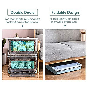 Lucky Monet Clear Storage Bins with Lids 55 Quart, Large Stackable Storage Bins Plastic Organizer Bins Boxes with Wheels & Dual Open, Collapsible Storage Containers for Closet Home Kitchen Car Trunk