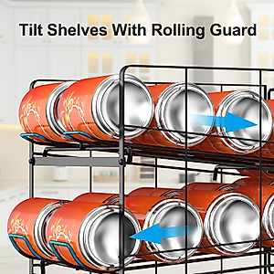OYEAL Soda Can Organizer Beverage Rack Dispenser Stackable Can Rack Organizer for Pantry Refrigerator Kitchen Cabinets, Dispenser 20 Standard Size 12oz Soda Cans or Canned Food, 2 Pack