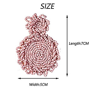 Statement Drop Earrings Pink Bohemian Beaded Round Dangle Earrings Gift for Women