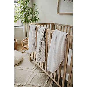 NODNAL CO. 3 Fitted Gray Mini Crib Pack n Play Playard Portable Crib Sheets Set - 100% OEKO-TEX Cotton Baby Girl/Boy Nursery Bedding, Gender Neutral Polka Dot Stripe Travel Pack and Play Playpen Sheet