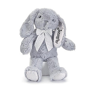 Personalized Grey Bunny Soft and Floppy Ear Keepsake Easter Bunny - 8 Inches
