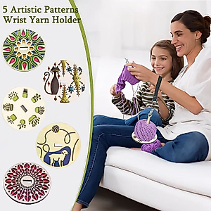 FantasyDay Portable Wrist Yarn Holder 5pcs, Mini Yarn Holder for Crochet with Wrist Strap for Knitting to Prevent Yarn from Tangling - Exquisite Pattern - Knitting Crocheting Gift