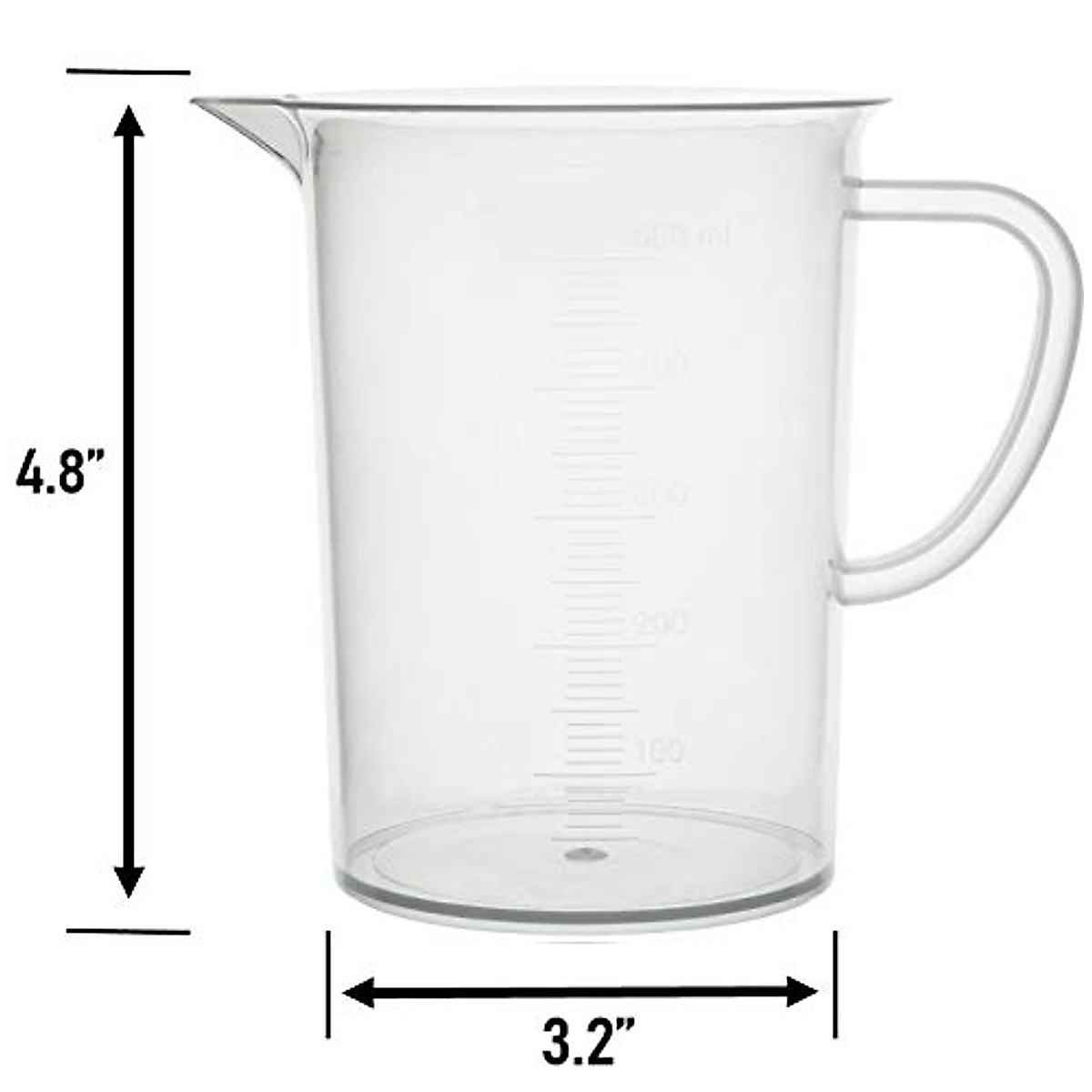 hBARSCI Premium Polypropylene Beaker Mugs, Laboratory Quality Plastic, 16.9oz (500mL) Capacity - Pack of 4 Mugs - Dishwasher and Microwave Safe
