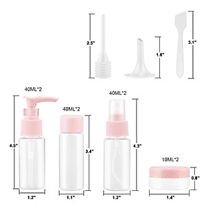 Vitog Travel Bottles Kit, TSA Approved Leak Proof Portable Toiletry Containers Set, Clear PET Flight Size Cosmetic Containers for Lotion, Shampoo, Cream, Soap, Set of 11