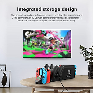 Charging Dock for Nintendo Switch, Charging Station for Nintendo Switch Joy Cons and Nintendo Switch Pro Controllers with LED Indicator - GreenWhite