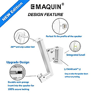 EMAQUIN Wall Mount Bracket for SONOS ONE/SONOS ONE SL/SONOS Play 1 Speaker (Swivel and Tilt,Compatible with Both SONOS ONE/ONE SL/SONOS Play 1, White)