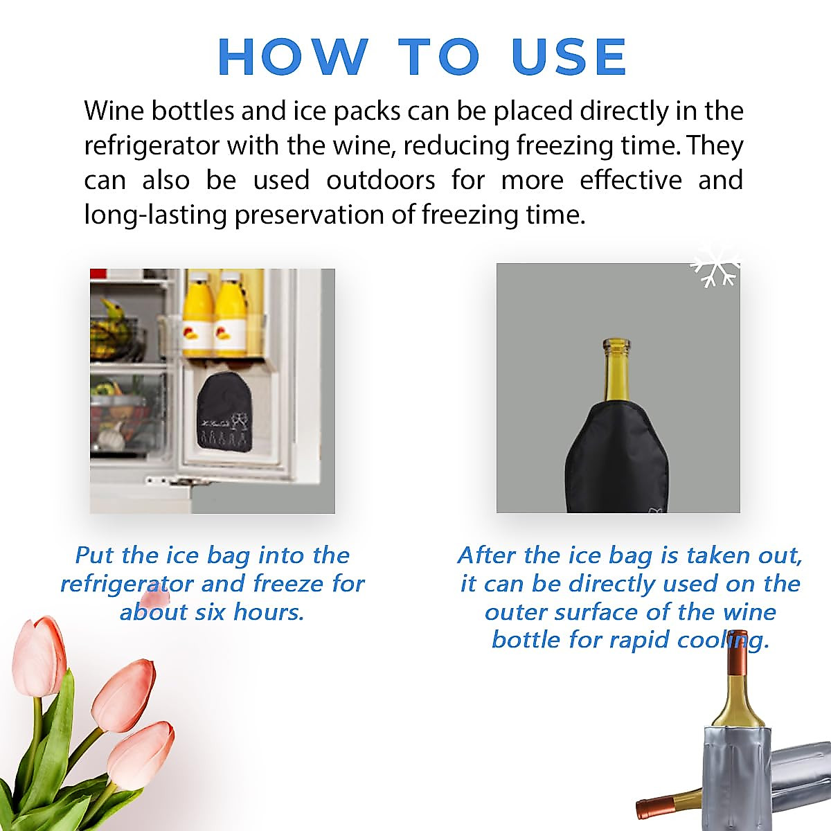 Active Wine Cooler, Freezer Sleeve, Cooler- Carrier, Quick Cooling, Cooling and Keeps Your Drink Cold Keep Cool and Chill Champagne Wine (2 Packs)