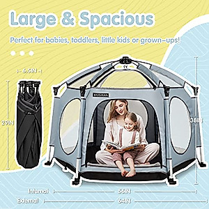 Baby Playpen for Babies and Toddlers, BIUSIKAN Premium Portable Baby Play Yard, Lightweight Pop Up Pack and Play Baby Beach Tent with Canopy and Travel Bag, Toddler Playpen for Indoor/Outdoor use