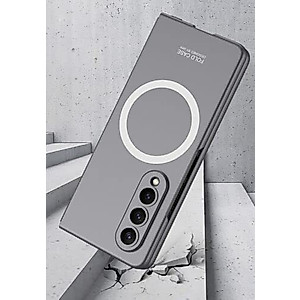 Ultra Slim Magnetic Wireless Charging Case with Glass Screen Protector for Samsung Galaxy Z Fold 3 5G 2021 Shockproof Anti-Scratch Full Cover Case(Gold)