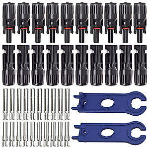 Goupchn 10 Pairs Solar Connectors Male Female with Dual Spanners, Solar Panel Cable Connectors, IP67 Waterproof Connector 1000V 30A
