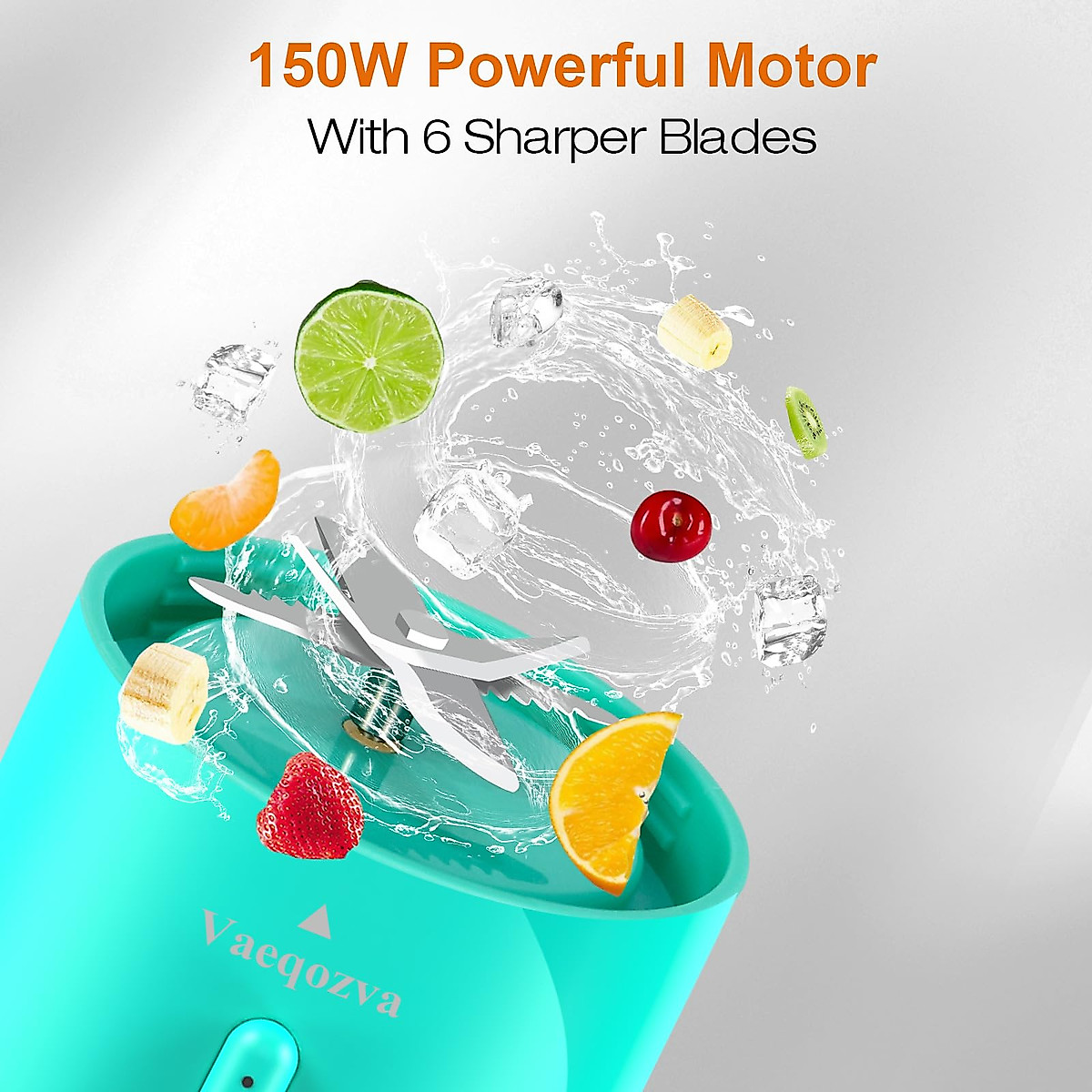 Portable Blender for Shakes and Smoothies, Vaeqozva 16OZ Personal Blender 6 Ultra Sharp Blades, Magnetic USB Rechargeable mini Blender bottle for Travel/Picnic/Office/Gym/Home