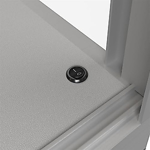 Displays2go Retail Display Counter with Lighting, Locking, Tempered Glass Shelves, Aluminum Frame – Clear, Silver (JBQCT48LED)