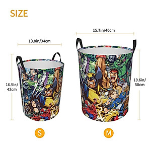 YJWLO A-vengers Laundry Hamper Large Laundry Basket Durable Oxford Fabric Waterproof Portable Foldable with Handle for Bedroom, Laundry Room 38/62L Round Dirty Storage Clothes Basket-Medium