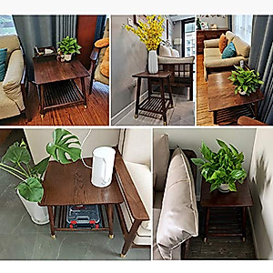 Articles for daily use All Solid Wood Light Luxury Small Coffee Table Bedside Table, ash Wood Sofa Walnut Color Round Side Table, Small Apartment Living Room Coffee Table