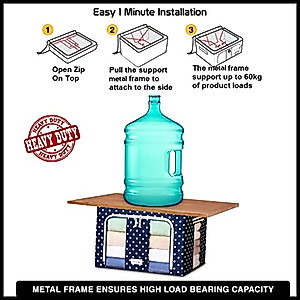 Blushbees® Oxford Fabric Collapsible Storage Boxes for Clothes/Quilts/Linen with Metal Supports (PACK OF 4 BOXES - LARGE SIZE 20×16×15 INCH)