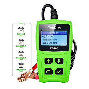 Topdiag BT200 12V 24V Car Battery Tester 2024, 100-2000 CCA Digital Battery Analyzer, Automotive Charging Cranking System Tester, Quick/Stacndard Test